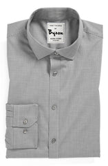 Grey on Grey Micro Check Shirt, English Wide Spread Collar – byronshirts